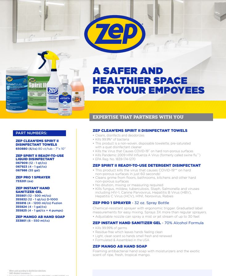 A Safer And Healthier Space for Your Employees – Zep Inc.