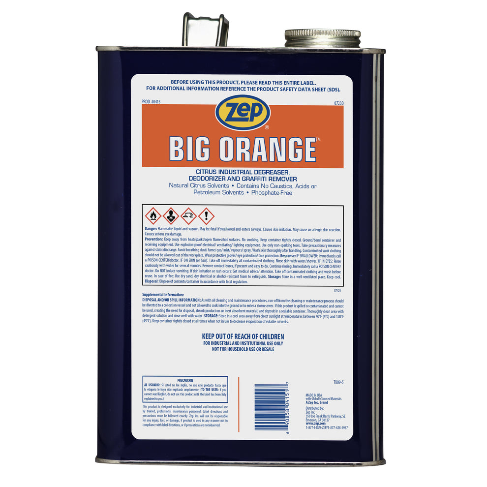 Zep Big Orange Citrus Industrial Degreaser, Deodorizer & Graffiti Remo ...