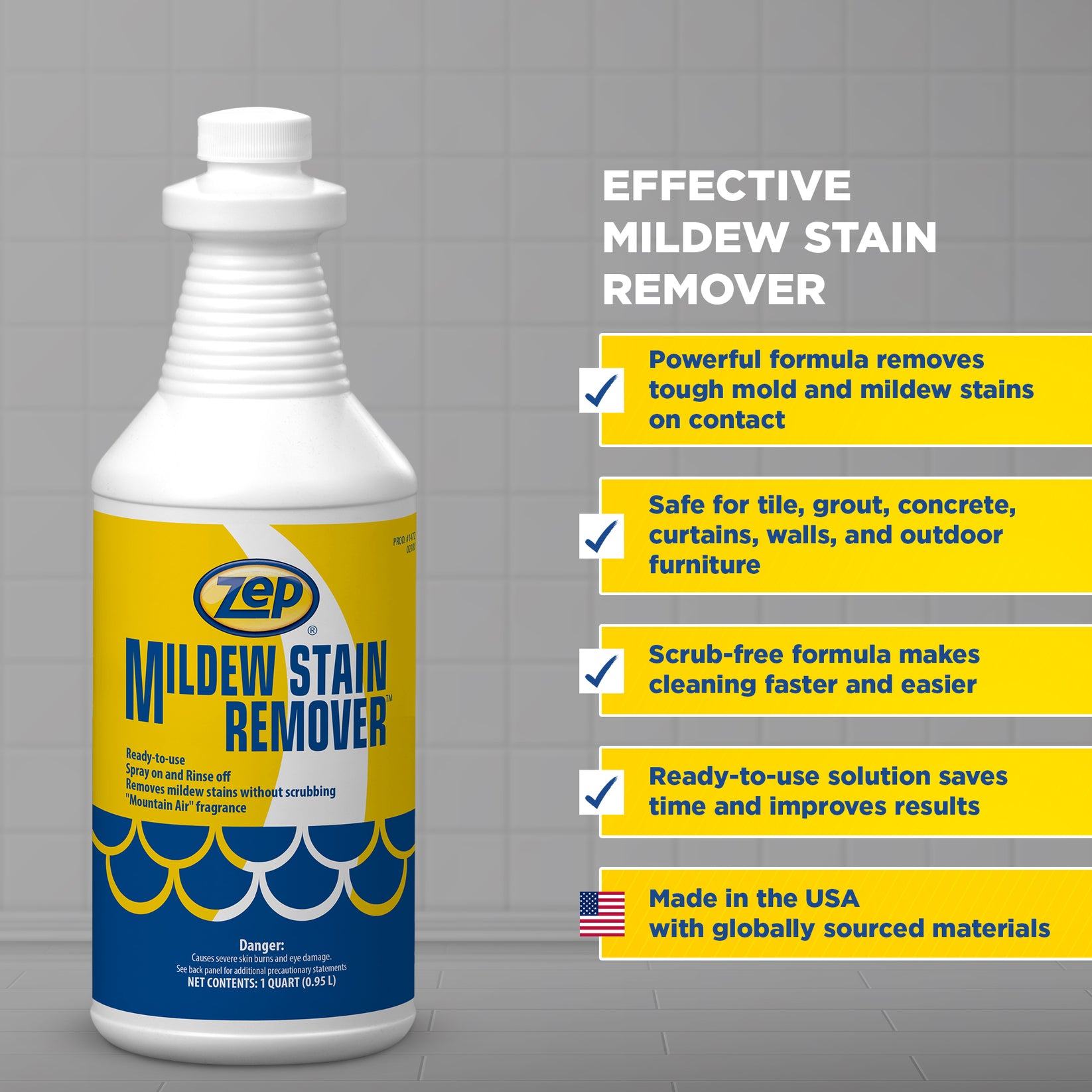 Zep Mildew Stain Remover – Ready-to-Use Mold Stain Remover – 32 oz ...