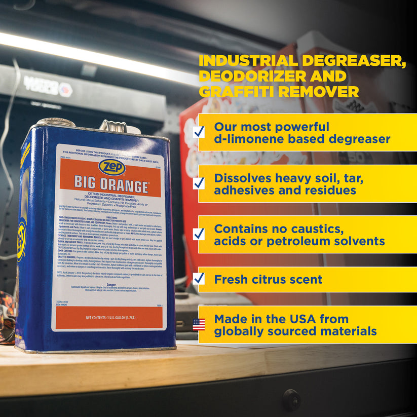 Zep Big Orange Citrus Industrial Degreaser, Deodorizer & Graffiti Remo ...