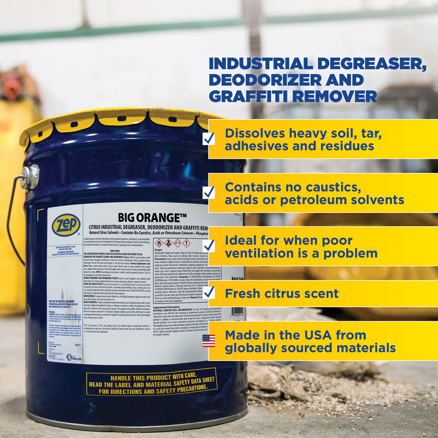 Zep Big Orange Citrus Industrial Degreaser, Deodorizer & Graffiti Remo ...