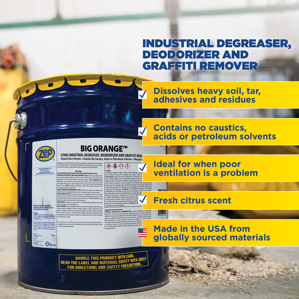 Zep Big Orange Citrus Industrial Degreaser, Deodorizer & Graffiti Remo ...