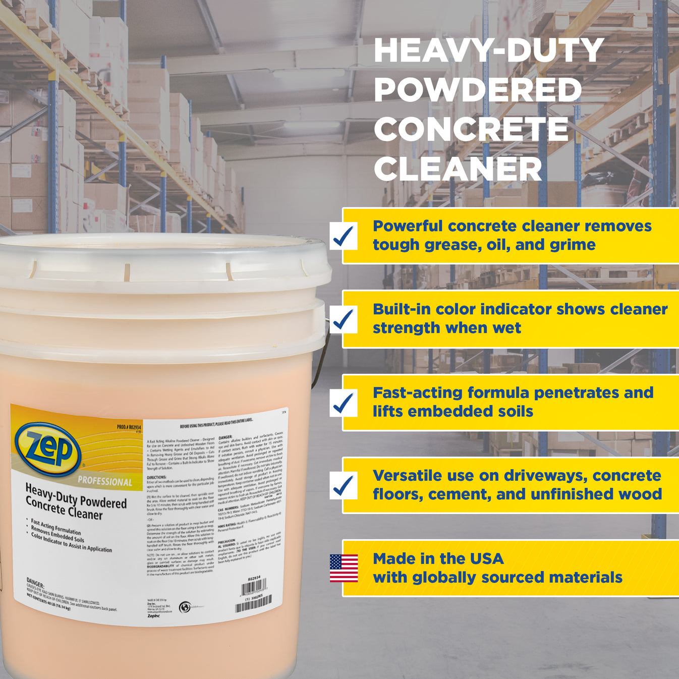 Zep Professional Heavy-Duty Powdered Concrete Cleaner – Fast Acting Al ...