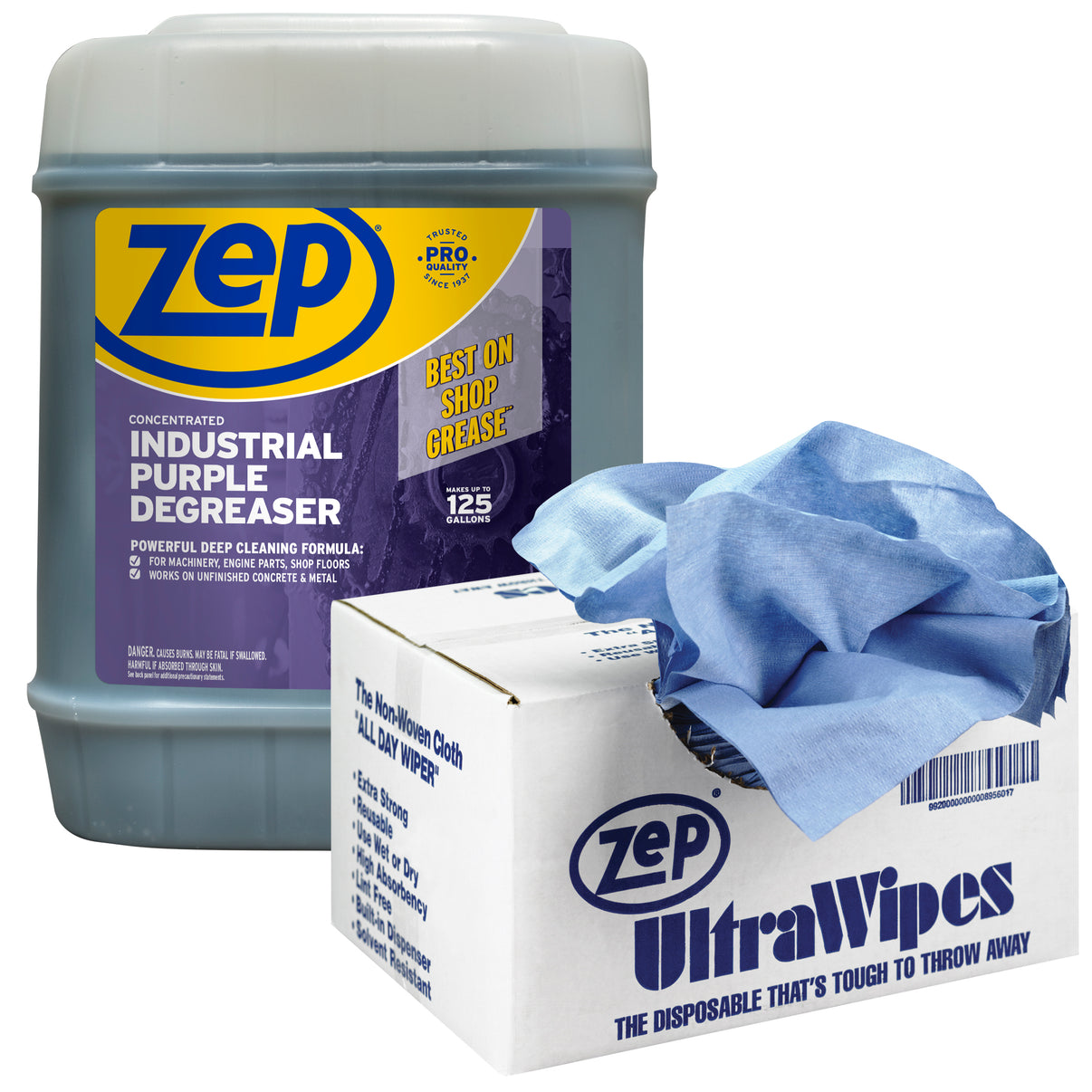 Industrial Purple Cleaner and Degreaser Concentrate + Blue Ultra Wipes ...