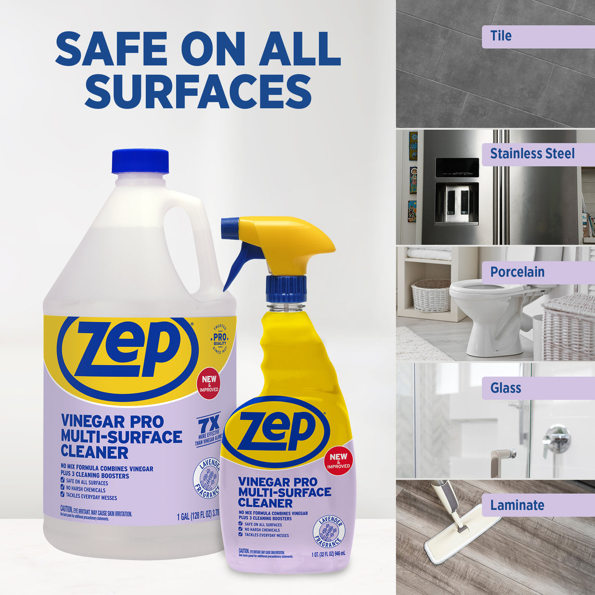 Zep Vinegar Pro Multi-Surface Cleaner – 7x More Effective than Vinegar ...