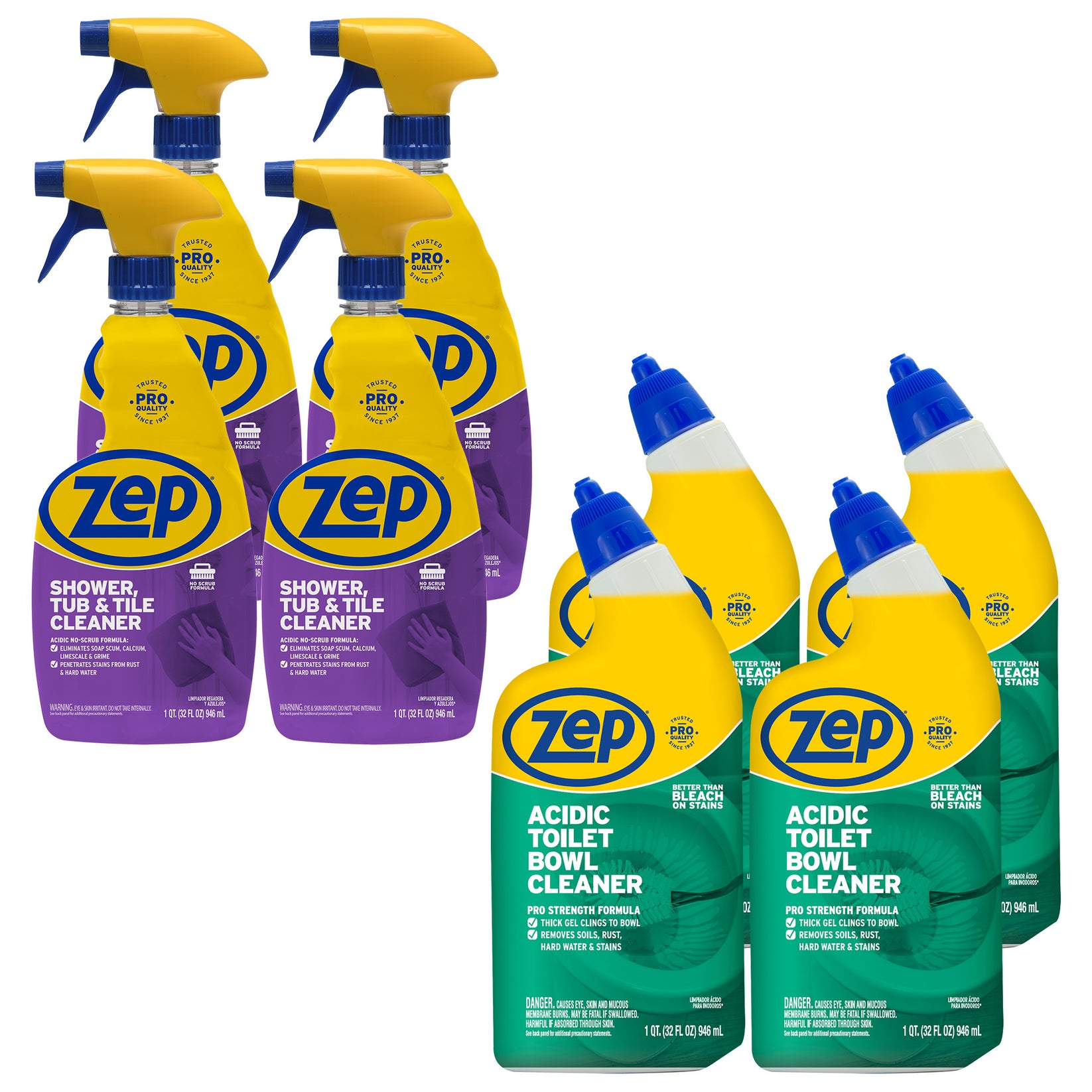 Zep Acidic Toilet Bowl Cleaner - Removes Hard Water Stains (Case of 4 ...