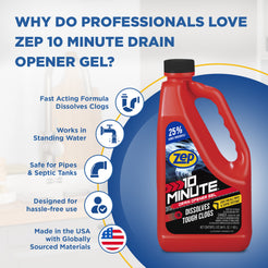 Zep 10 Minute Drain Opener Gel – Dissolves Hair and Clogs – 64 oz – Zep ...