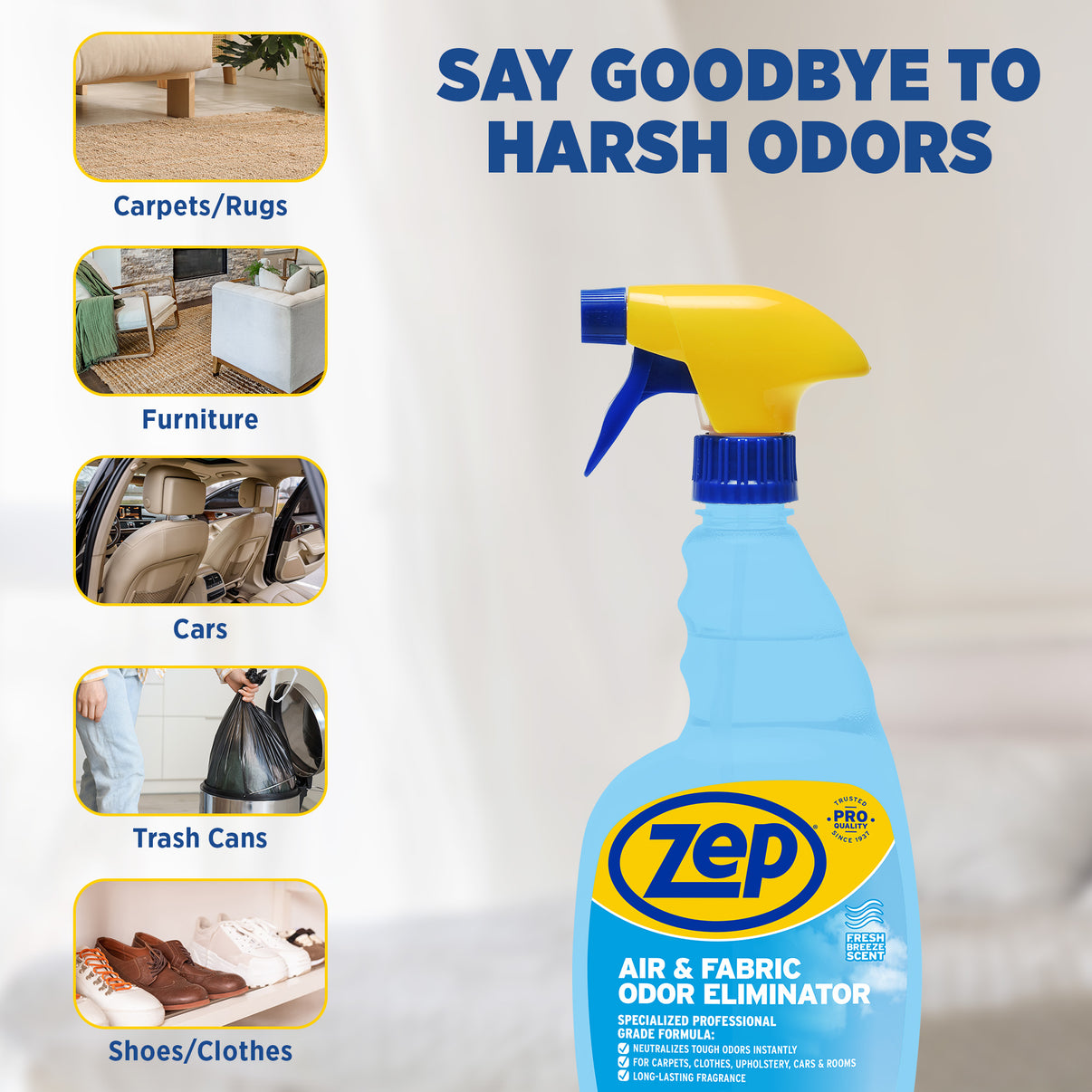 Zep Air & Fabric Odor Eliminator – Neutralizes Pet Odors – 32 oz. – Zep ...