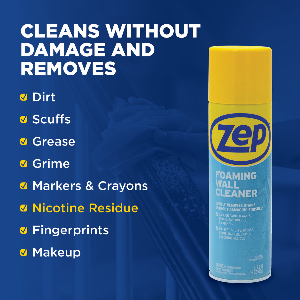 Zep Foaming Wall Cleaner – Multi-Surface Stain Remover – 18 oz. – Zep Inc.