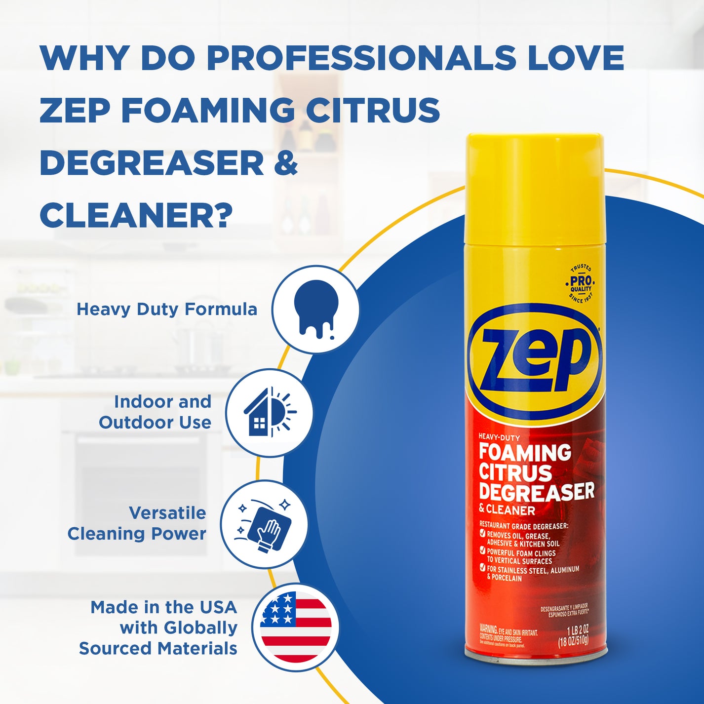 Zep Heavy-Duty Foaming Citrus Degreaser & Cleaner – Foaming Indoor/Out ...