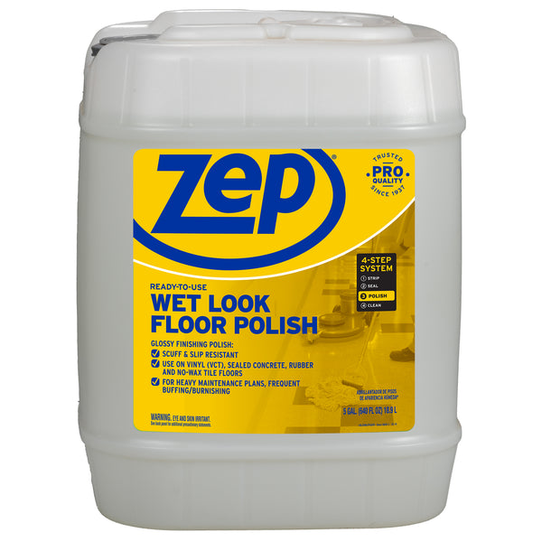 Zep Wet-Look Floor Polish – Enhances Hard Floor Appearance – 5 Gallon ...